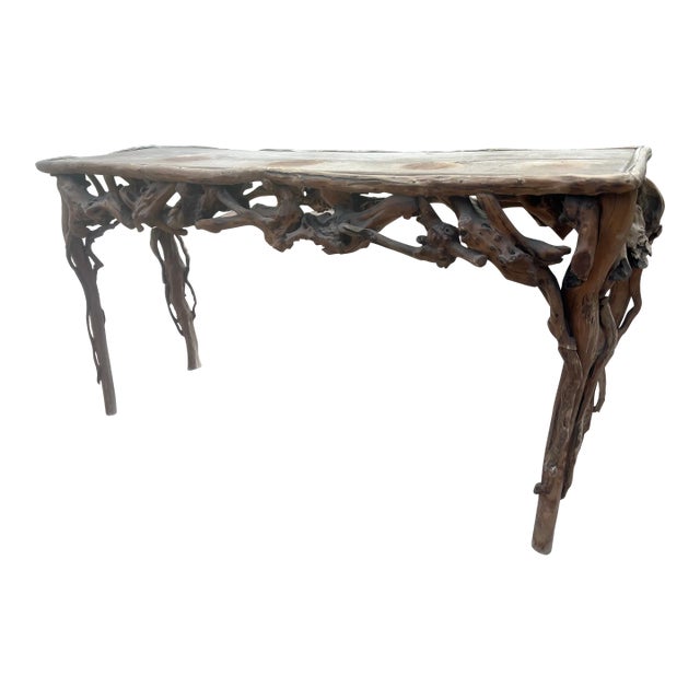 Mid 20th Century Midcentury Modern Twig Tree Driftwood Console Table | Chairish