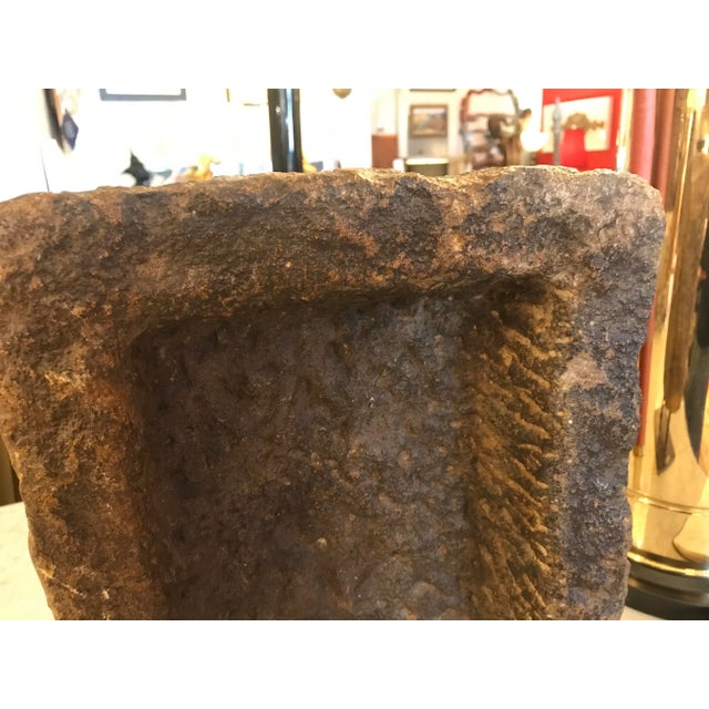 Original Primitive Grinding Stone on Custom Iron Stand | Chairish