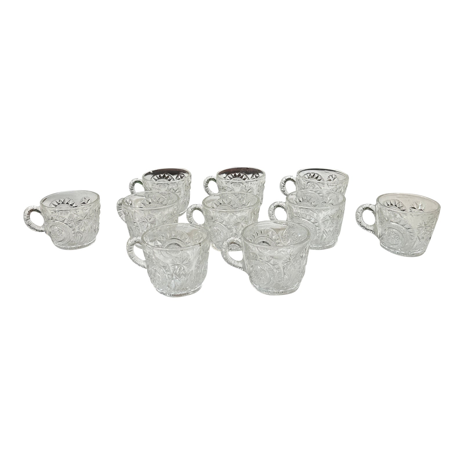 1970s Collection of Small Glass Cups With Sun Designs- Set of 10 | Chairish
