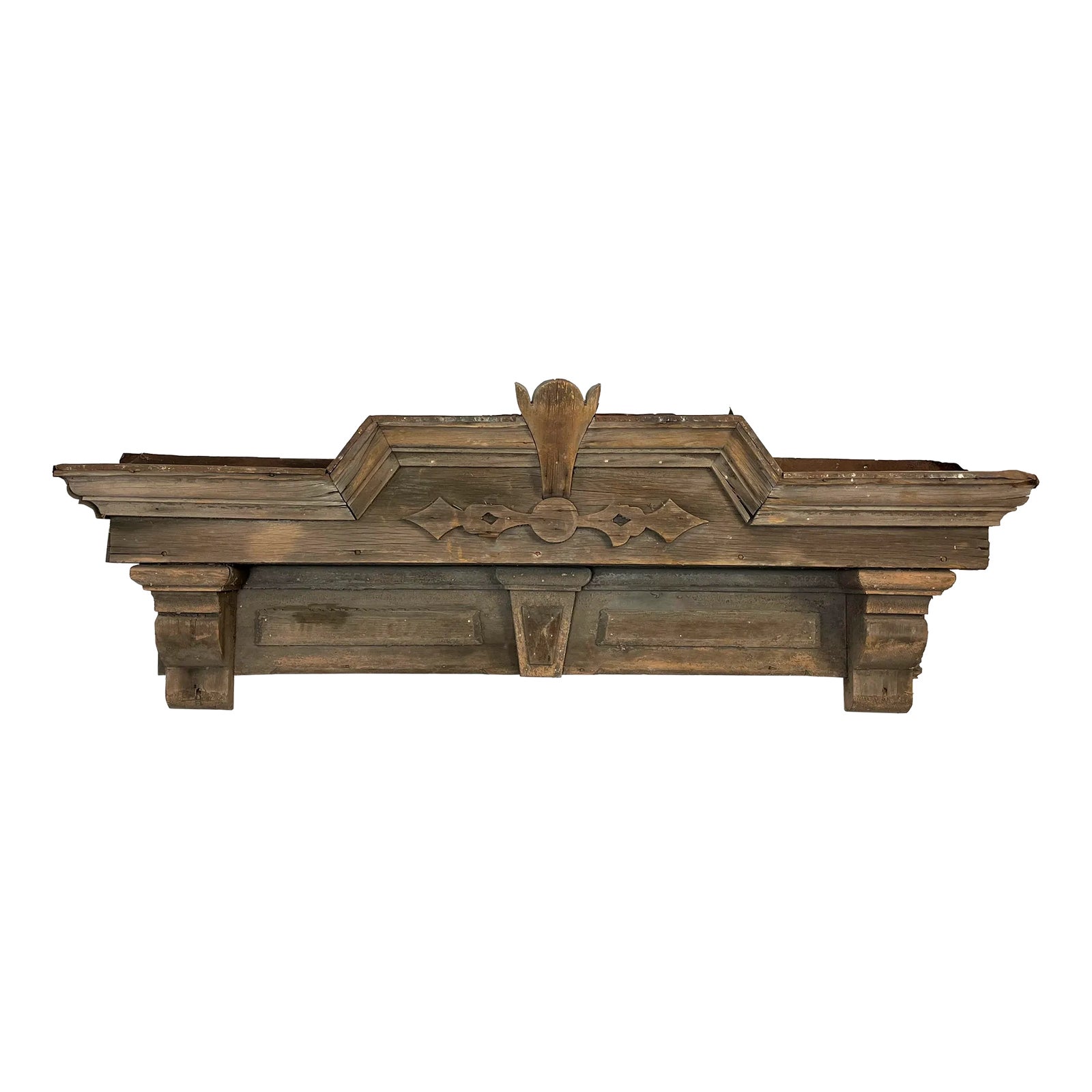 Early 20th Century Architectural Salvage Wood Transom With Tin Top ...
