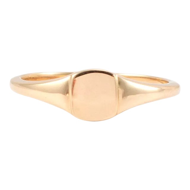 Luvente 14k Yellow Gold Square Signet Band Ring Size 6.5 | Chairish