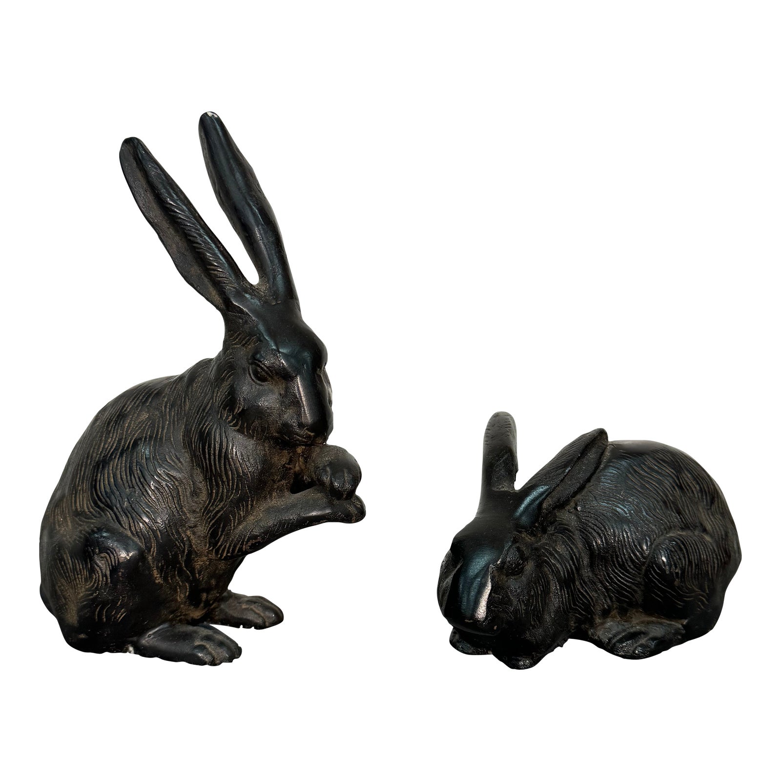 Pair of Vintage Japanese Bronze Rabbits | Chairish