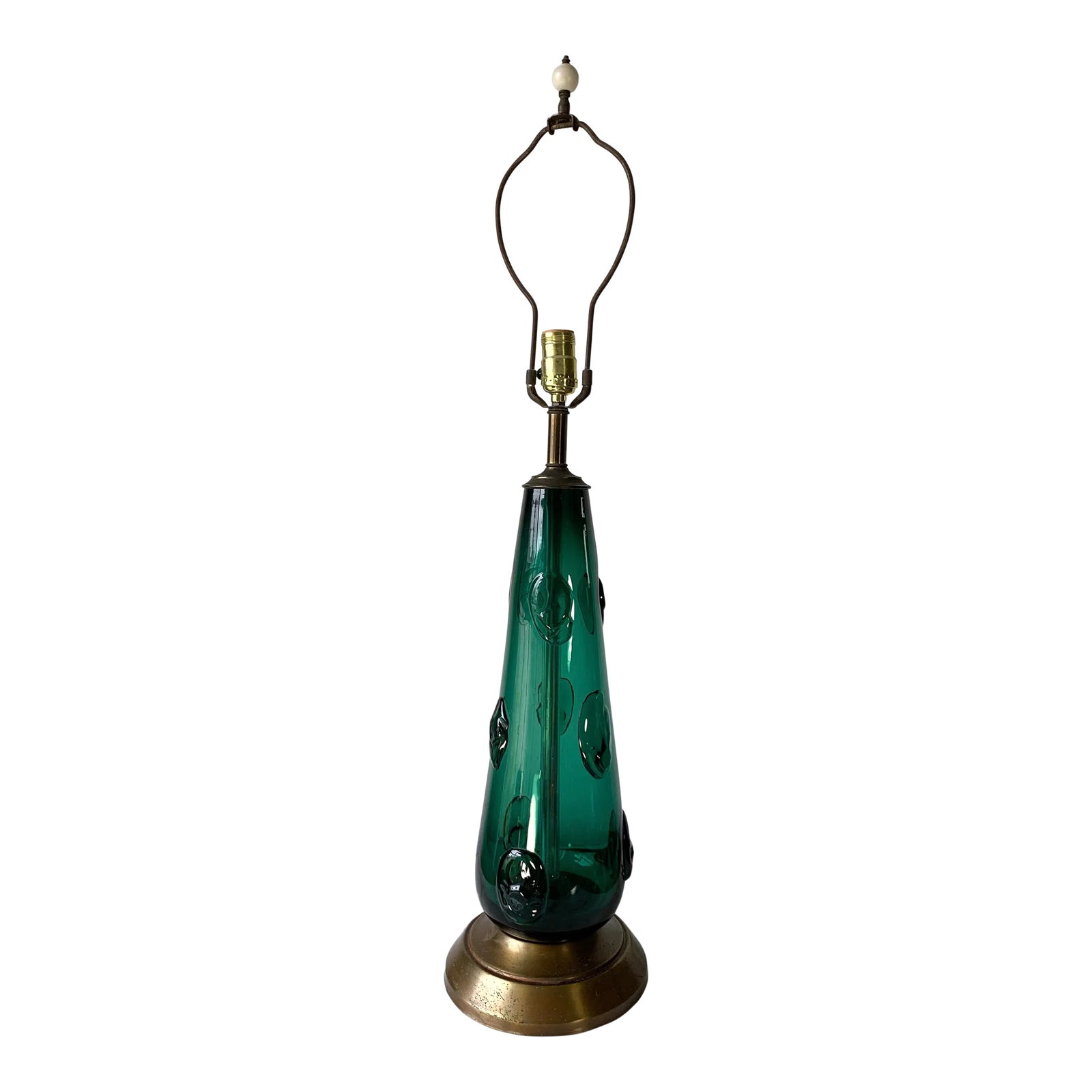 Mid-Century Modern Empoli Italian Glass Teal Green With Applied Prunts ...