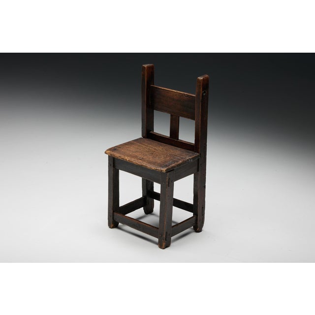 Vintage Rustic Children's Chair in Wood | Chairish