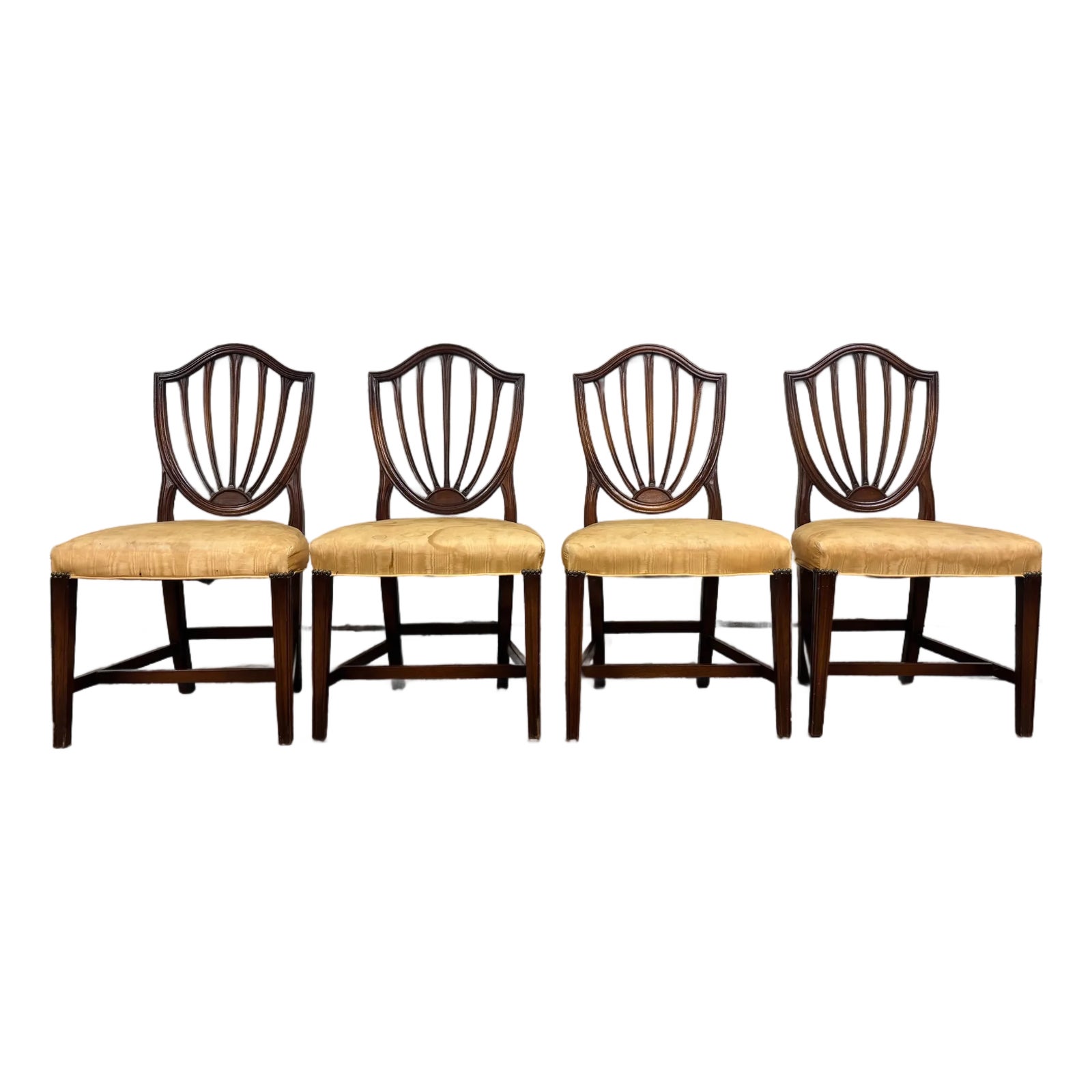 Vintage Duncan Phyfe Hepplewhite Style Shield Back Dining Chairs - Set of 4 | Chairish