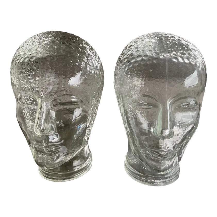 Heads in Molded Glass, Set of 2 | Chairish
