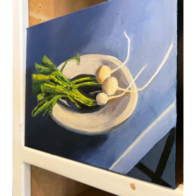 "White Radishes" Contemporary Impressionist Food Still Life in Blue and ...