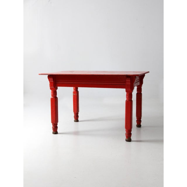 Antique Painted Red Table | Chairish