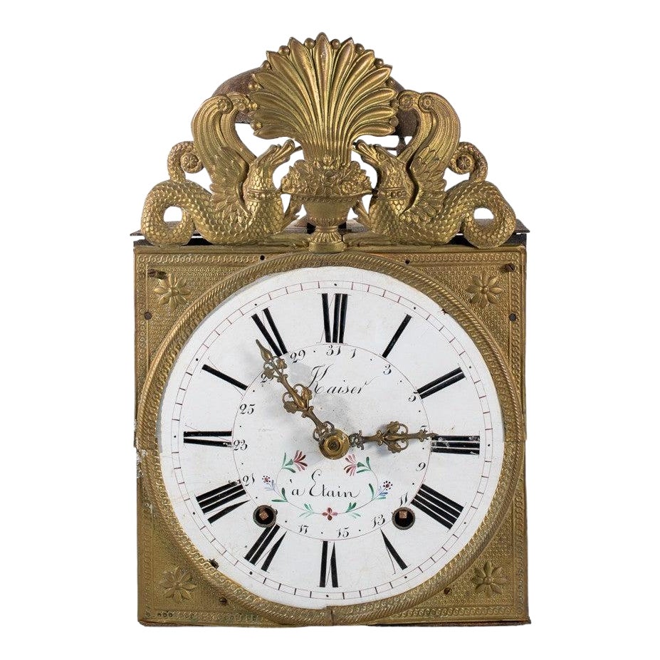 Antique "kaiser a Etain" Comtoise Morbier Wall Clock With Flower ...