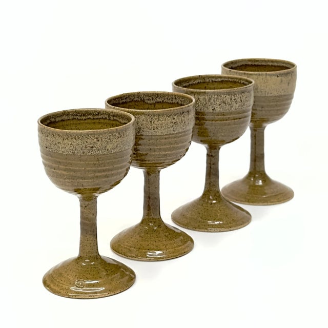Artisanal Stoneware Goblets - Set of 4 | Chairish