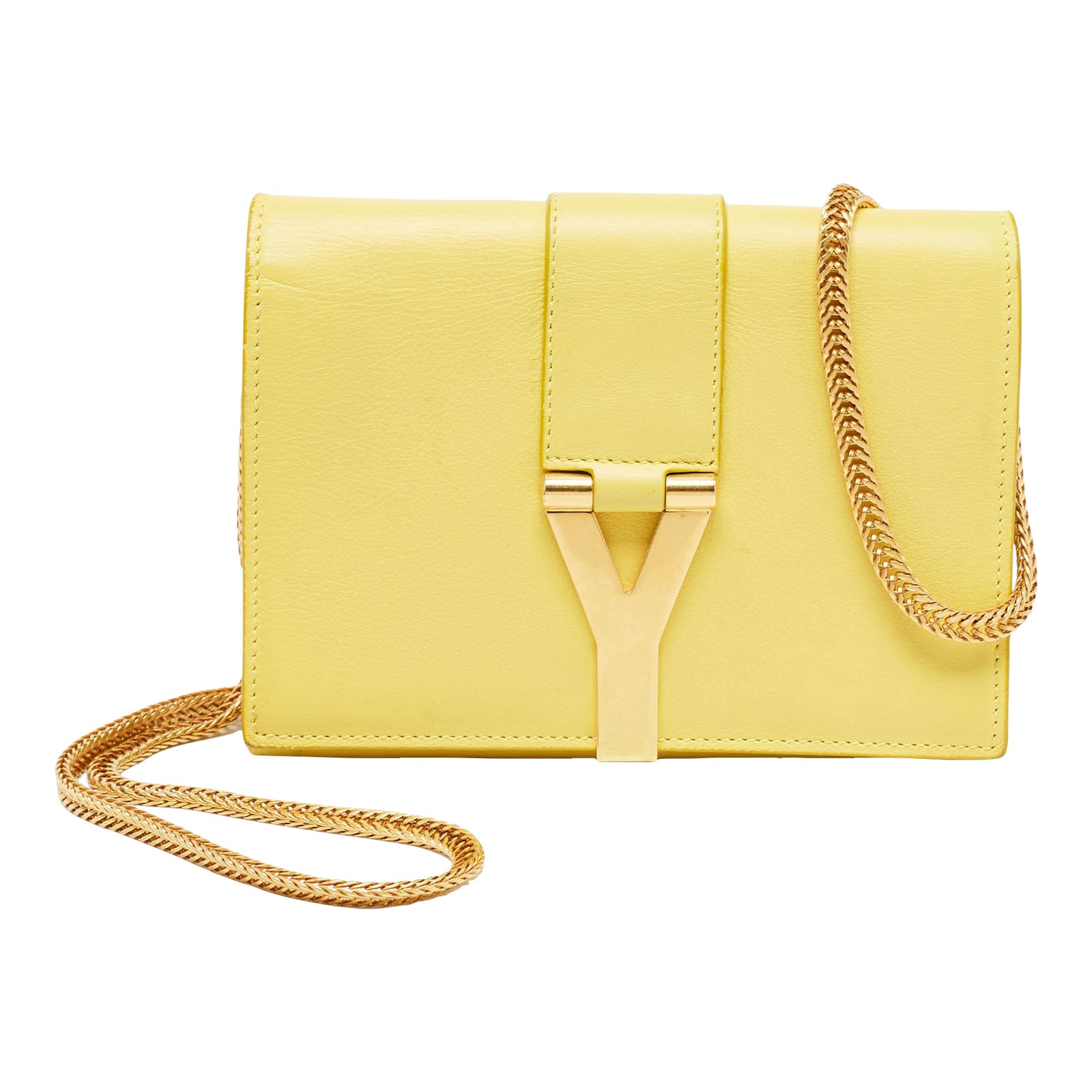 Saint Laurent Yellow Leather Mini Chyc Crossbody Bag | Chairish