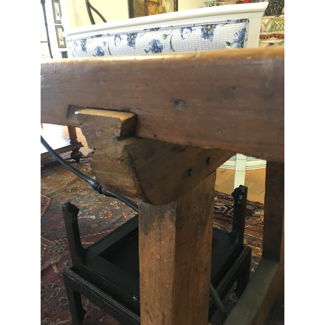 Rustic Refectory Table With Scroll Metal Iron Details & Accents | Chairish
