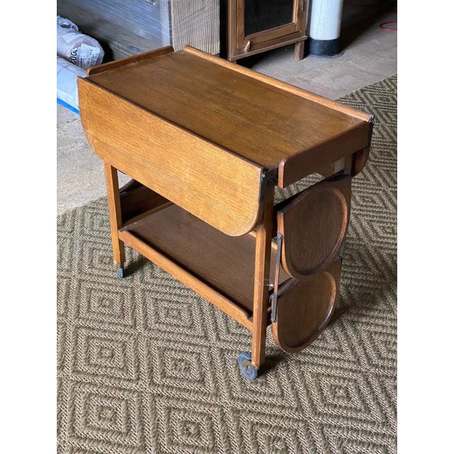 1950’s English Trolley Bar Cart With Leaves & Cake Shelves | Chairish