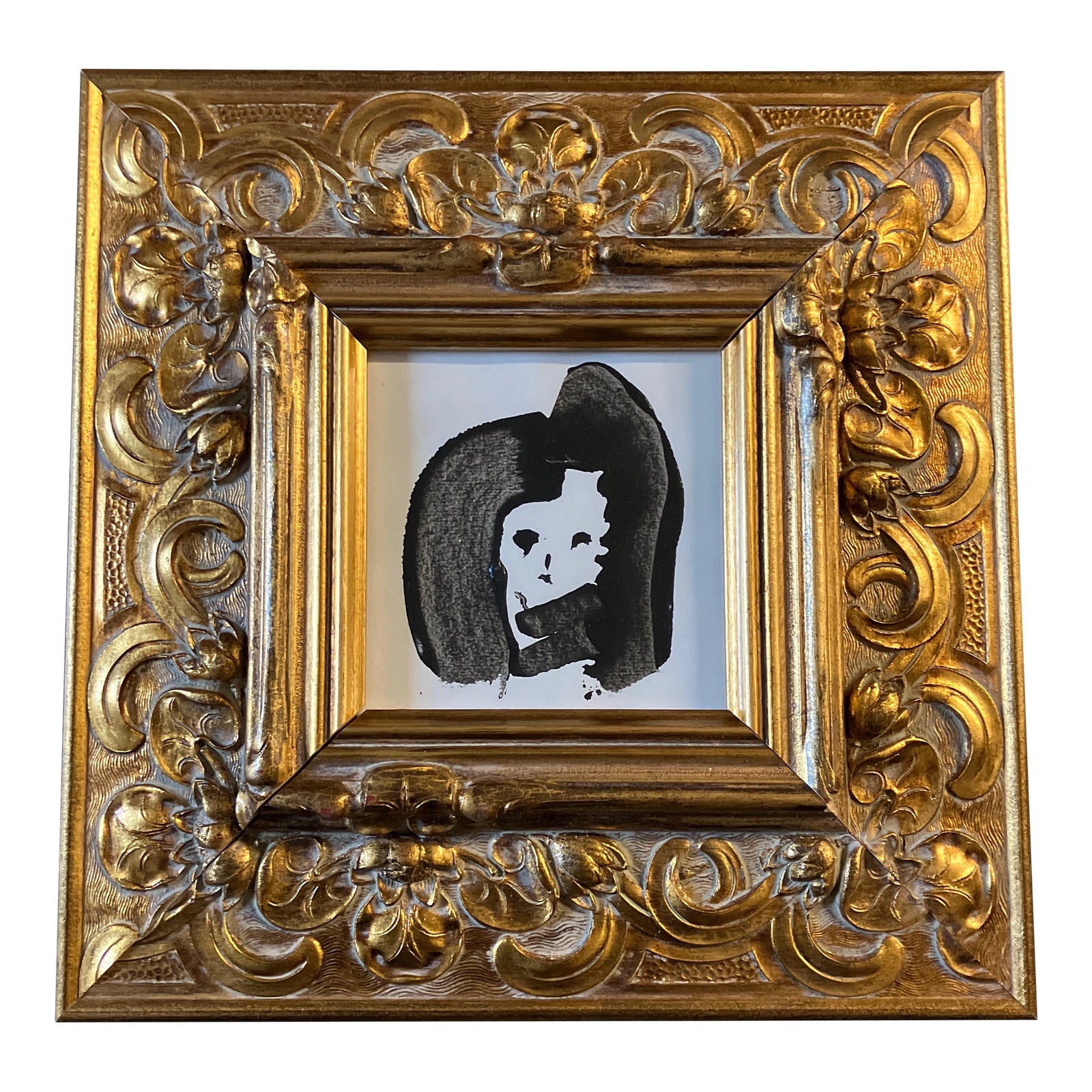 Contemporary Original Abstract Female Portrait Painting Chunky Gold ...