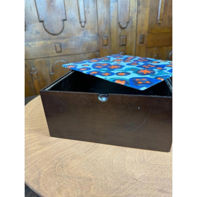 Colorful Decorative Coffee Table Box With Hand Blown Glass Top | Chairish