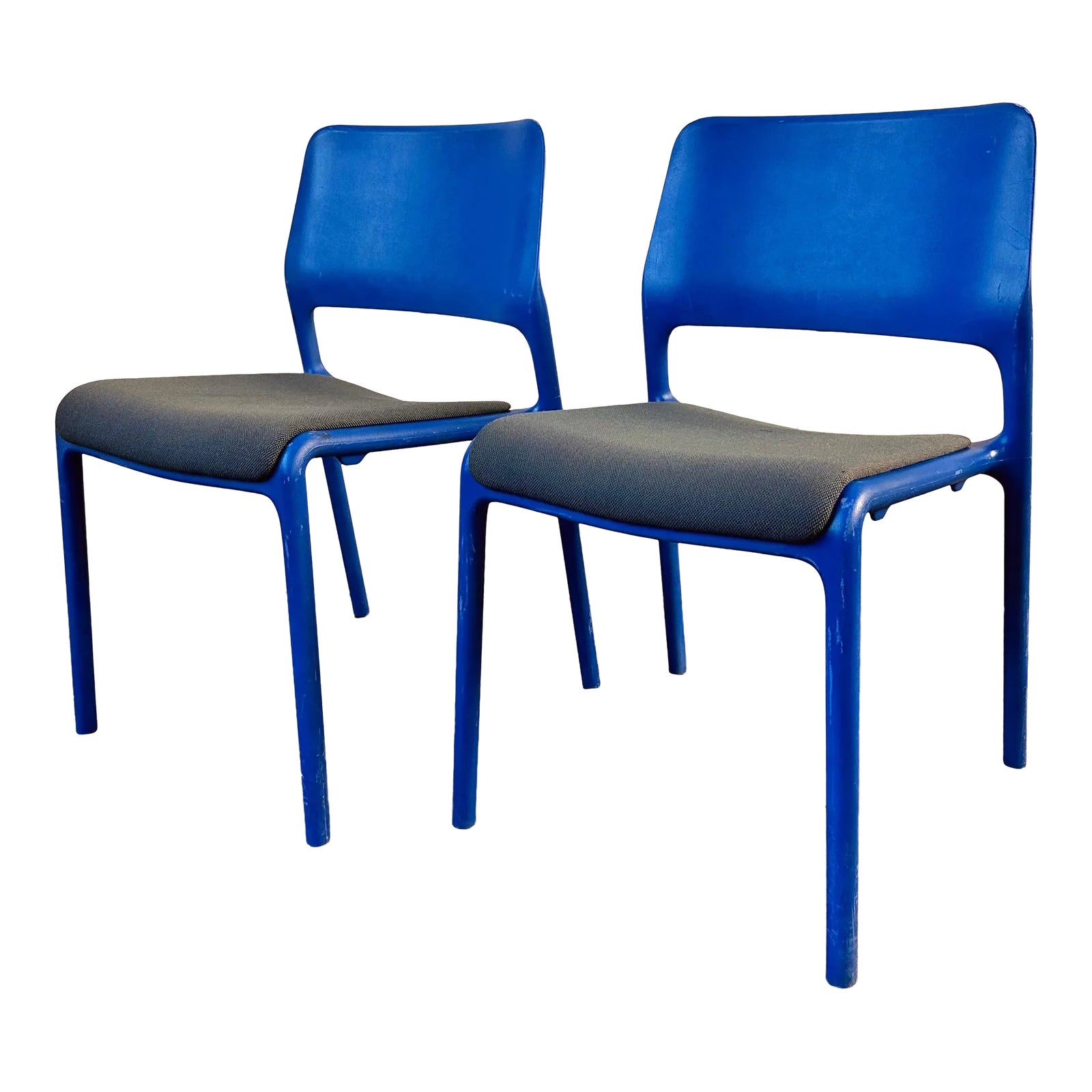 Don Chadwick for Knoll Blue Spark Stacking Chairs - a Pair | Chairish