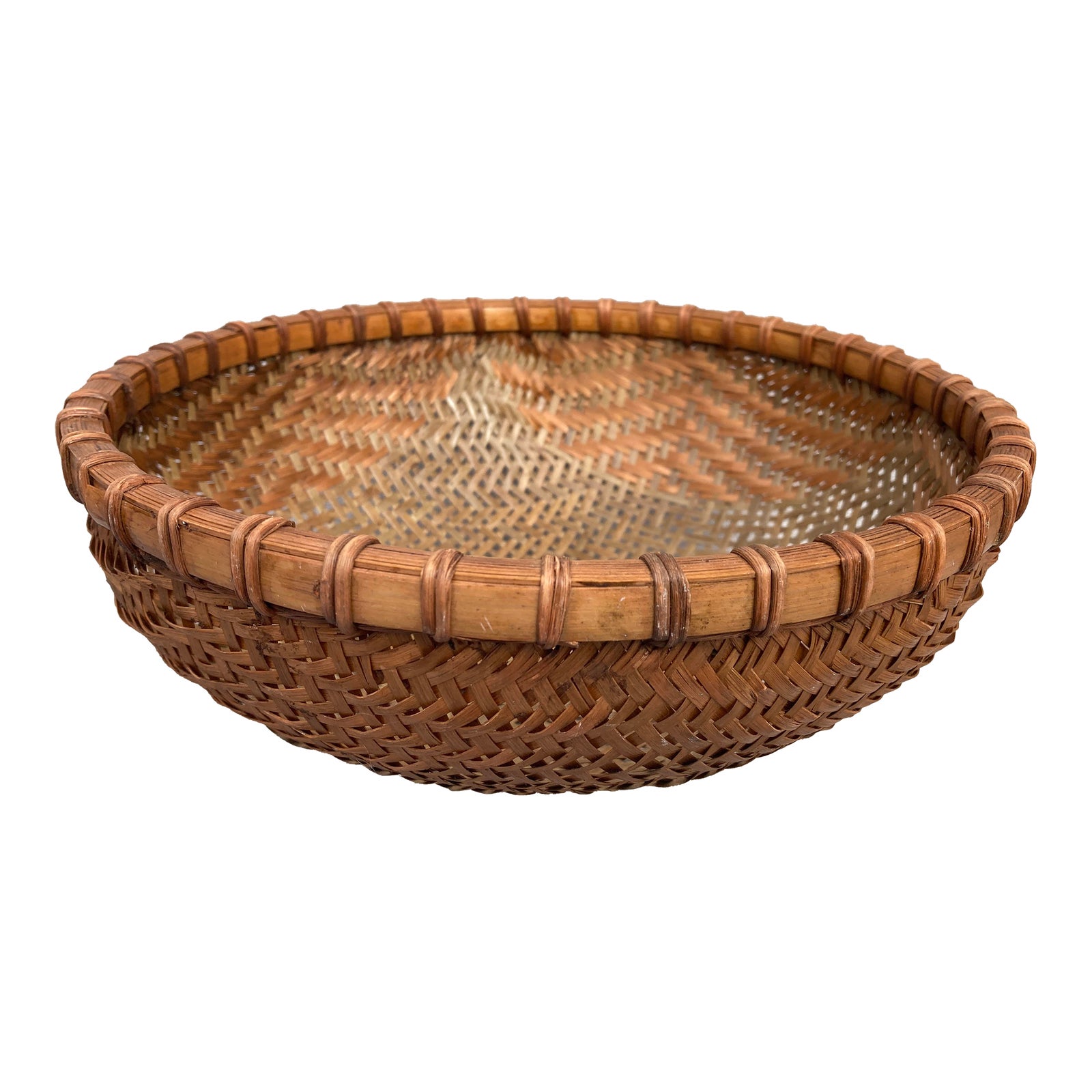 Mid 20th Century Vintage Winnowing Basket | Chairish
