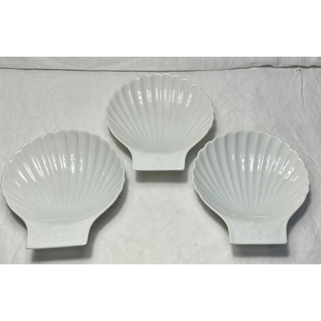 Vintage Apilco France White Shell Porcelain Dishes, Set of 3 | Chairish