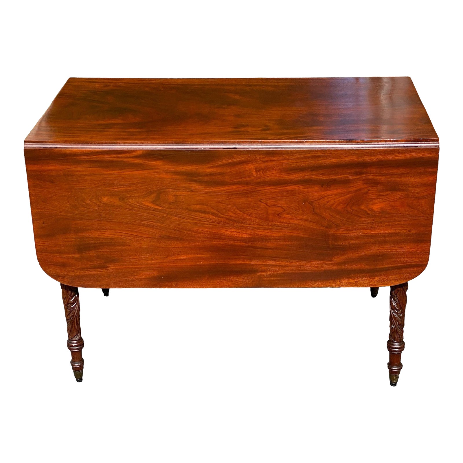 Antique Mahogany Drop Leaf Table With Acanthus Carved Legs - Nyc Ca ...