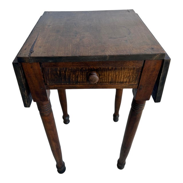 18th Century Drop Leaf Farmhouse Bedside Table With Curly Tiger Maple ...