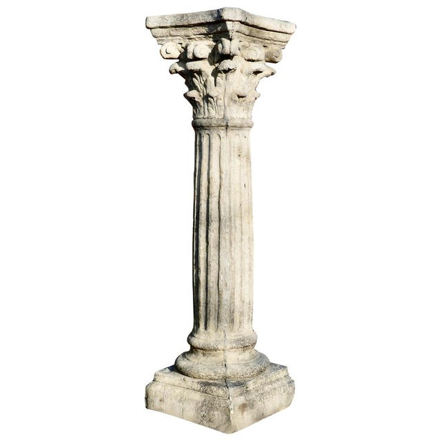 Classical Corinthian Column Pedestal in Weathered Cast Stone, 1960 ...