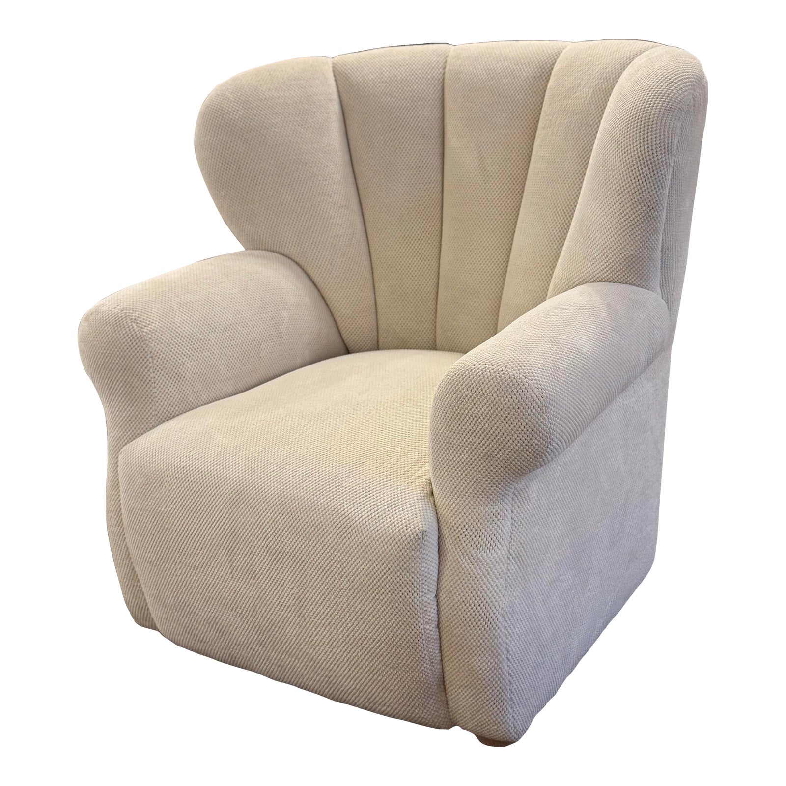 Transitional Upholstered Oversize Channel Back Arm Chair | Chairish