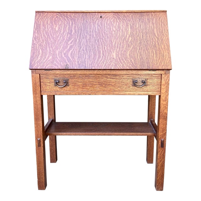 Antique Gustav Stickley Mission Oak Drop Front Desk | Chairish