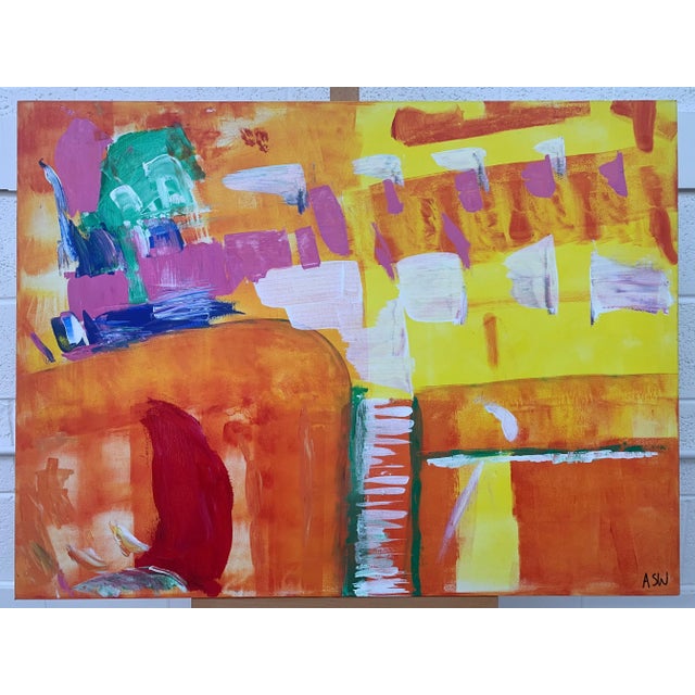 Angela Wakefield Abstract Painting with Yellow Orange Red & Pink by ...