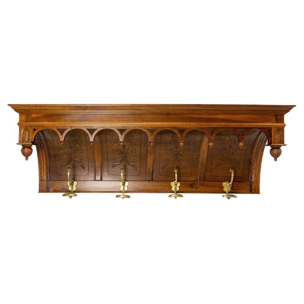 French Louis XIII Style Walnut and Bronze Coat & Hat Rack, 1900s | Chairish