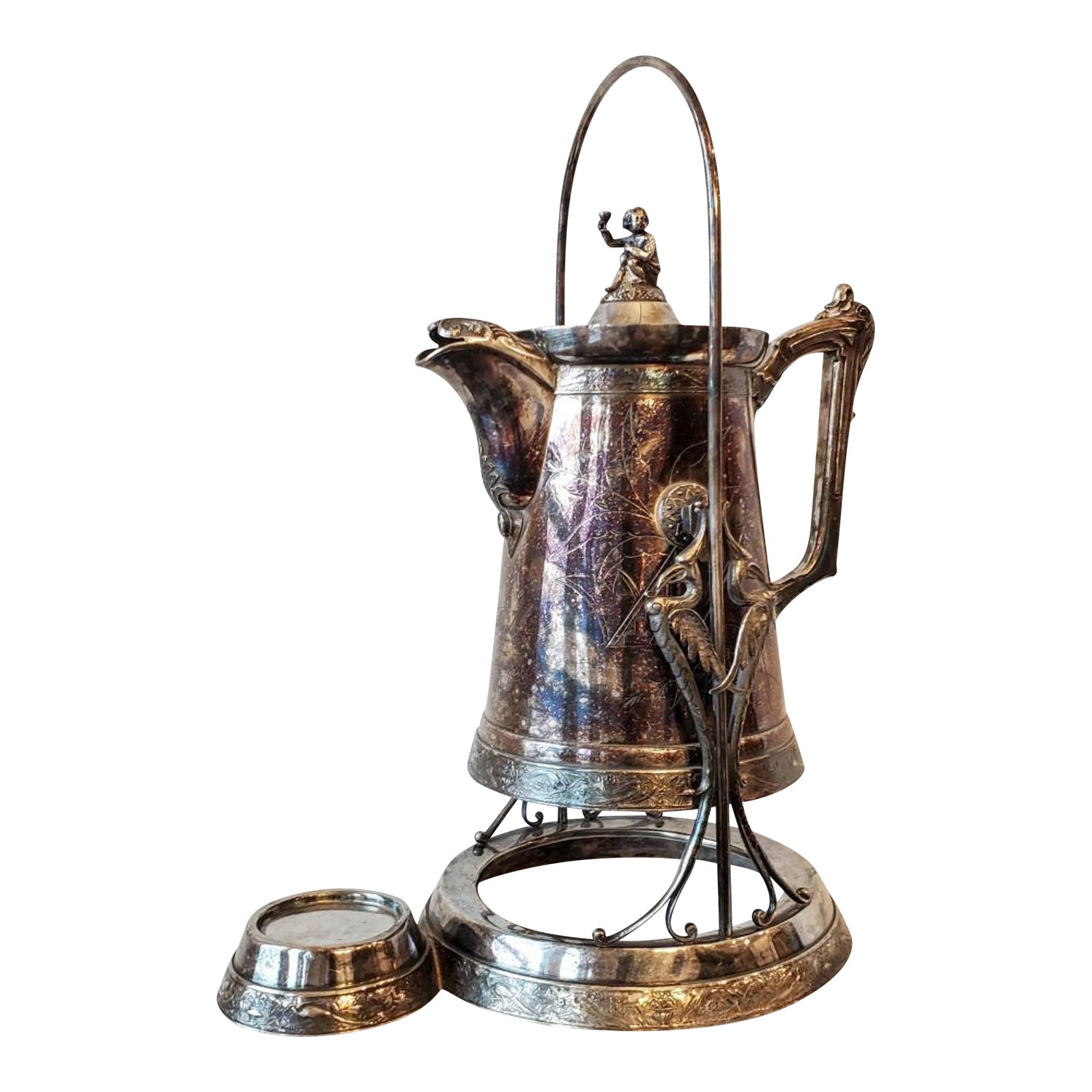 Mid-19th Century Victorian Tilting Pitcher on Stand Set | Chairish