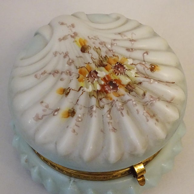 Late 19th Century Cf Monroe Wave Crest Shell Pattern Enamel Glass Box ...