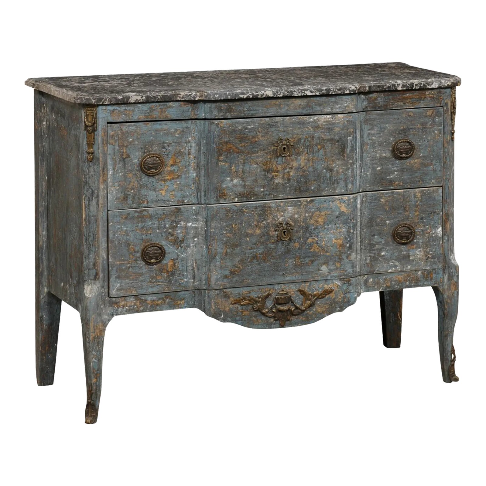 Early 20th Century Neoclassical Commode with Black Marble Top | Chairish