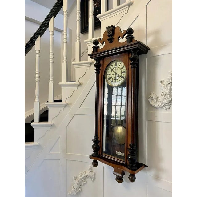 Antique Victorian Carved Walnut Wall Clock, Vienna, 1860s | Chairish