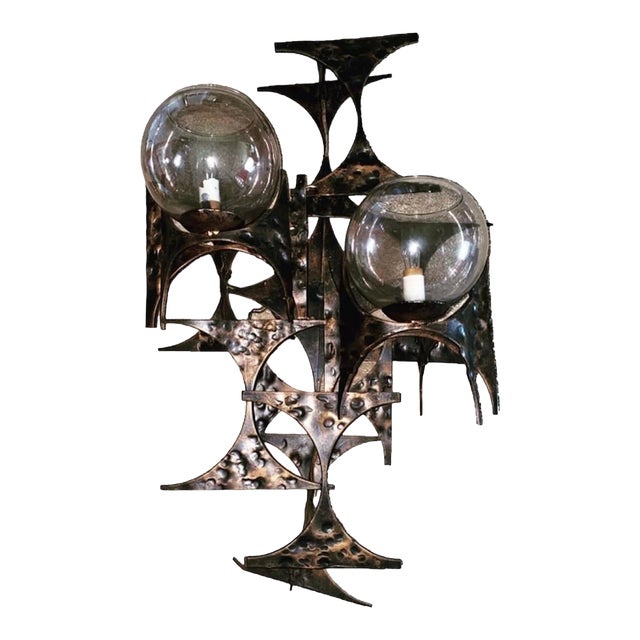 Mid-Century Brutalist Light Fixture by Marc Weinstein | Chairish