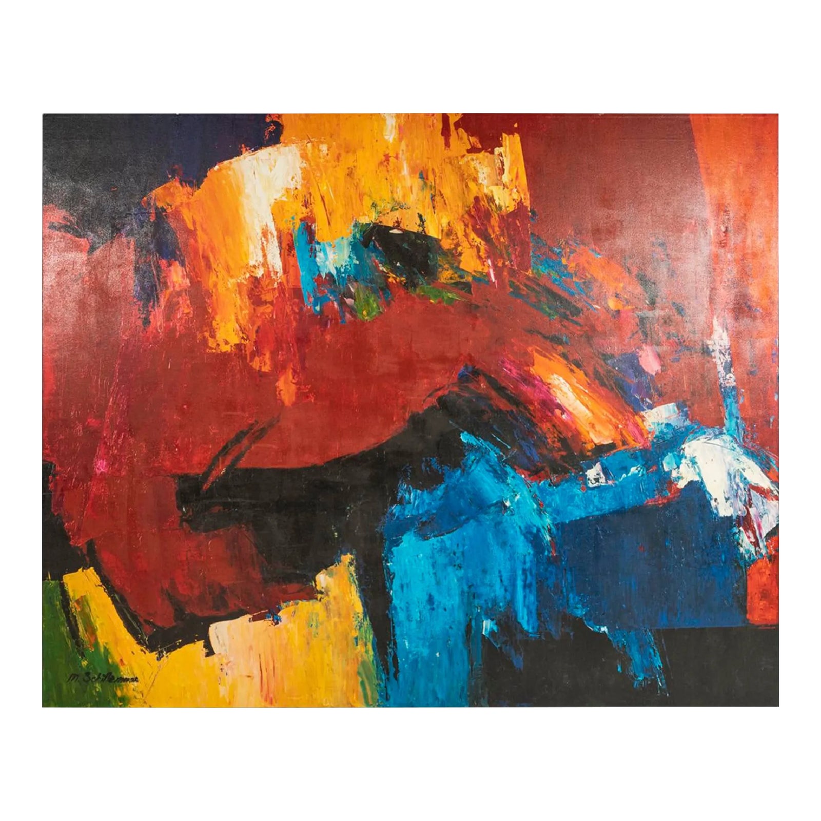 Circa 1980s "Vishaya" Abstract Oil on Canvas Painting Print by Mimi ...