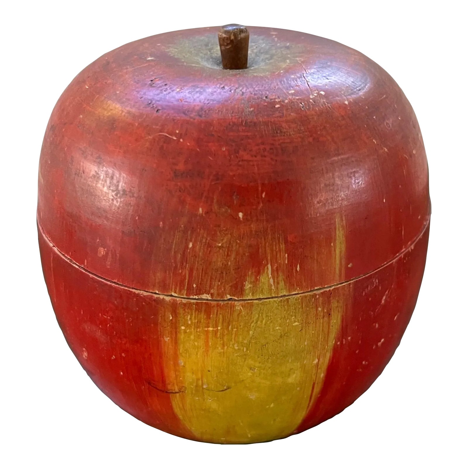 Antique Early 20th Century Paint Decorated Carved Wood Apple Box ...