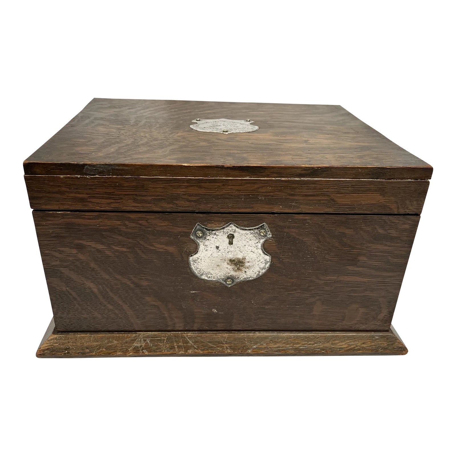 Vintage English Oak Tea Caddy Trophy Box | Chairish