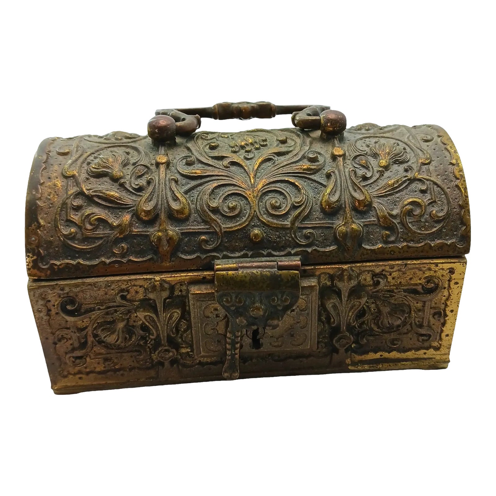 1900s German Erhard & Sohne Bronze Brass Jewelry Box Treasure Chest ...