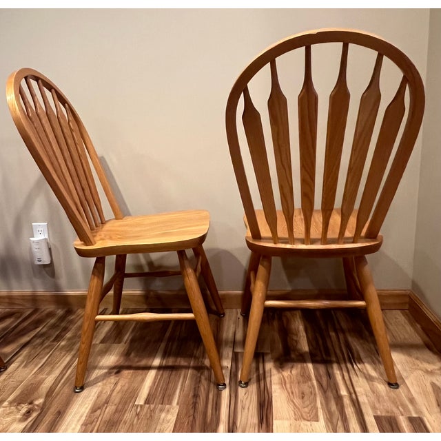 1990s Vintage Solid Oak Tile Top Extendable Table + 4 Chairs & Leaf ...