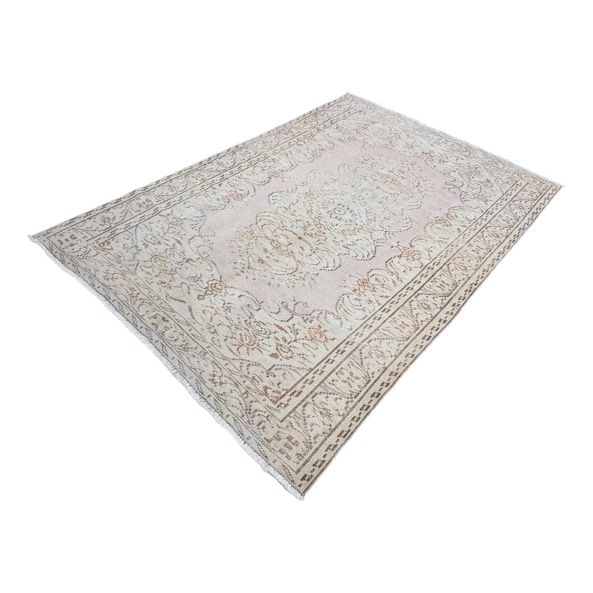 Oushak Pastel Pink & Soft Brown Rug, 1960s | Chairish