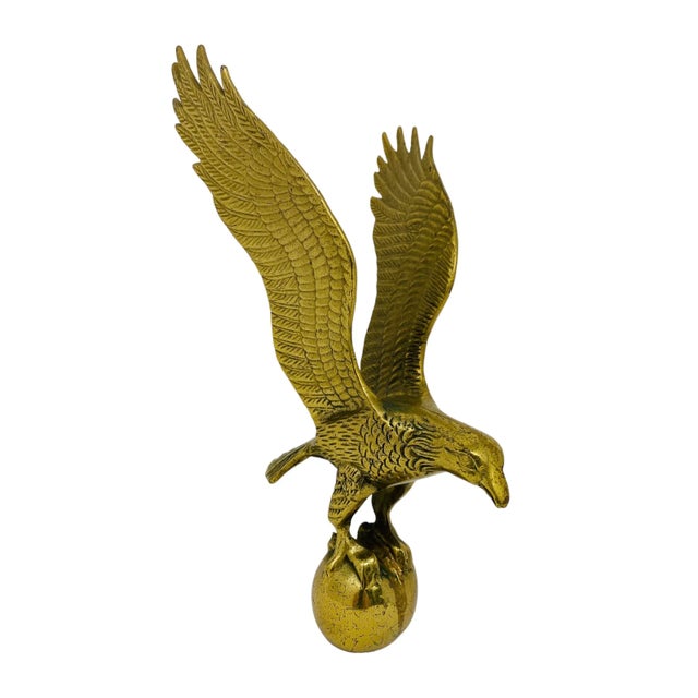 Vintage Brass Bald Eagle Finial or Flag Pole Topper | Chairish