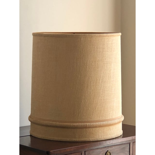 Circa 1960 Mid-Century Modern Burlap Drum Shade | Chairish