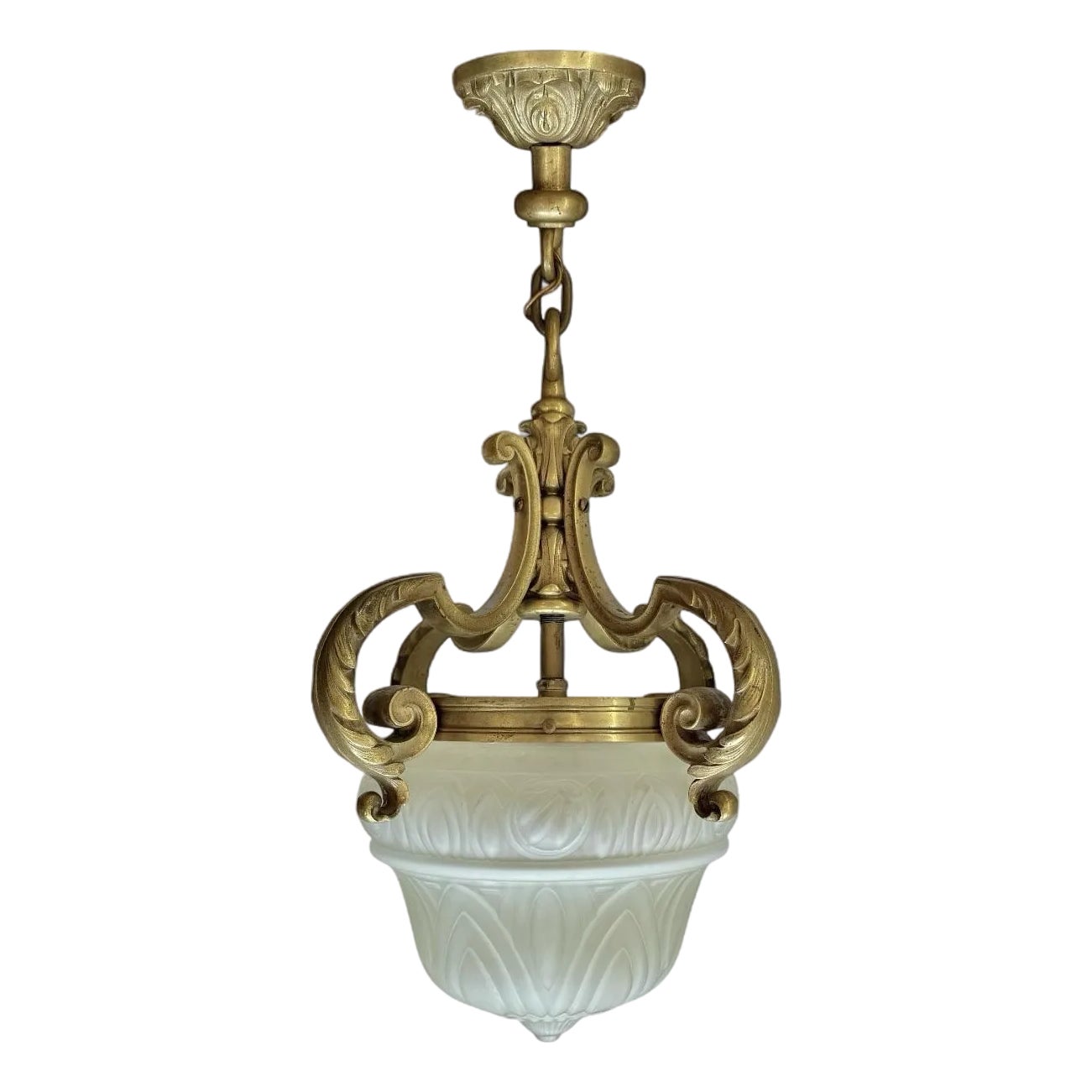 Early 20th Century Cast Bronze Pendant Light Attributed to Edward F ...
