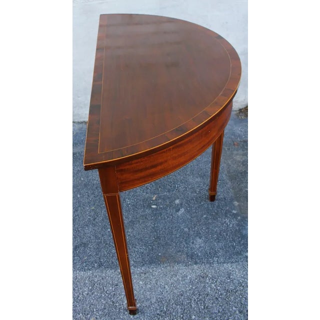 19th C English Sheraton Mahogany Demi-Lune Console Hall Table | Chairish