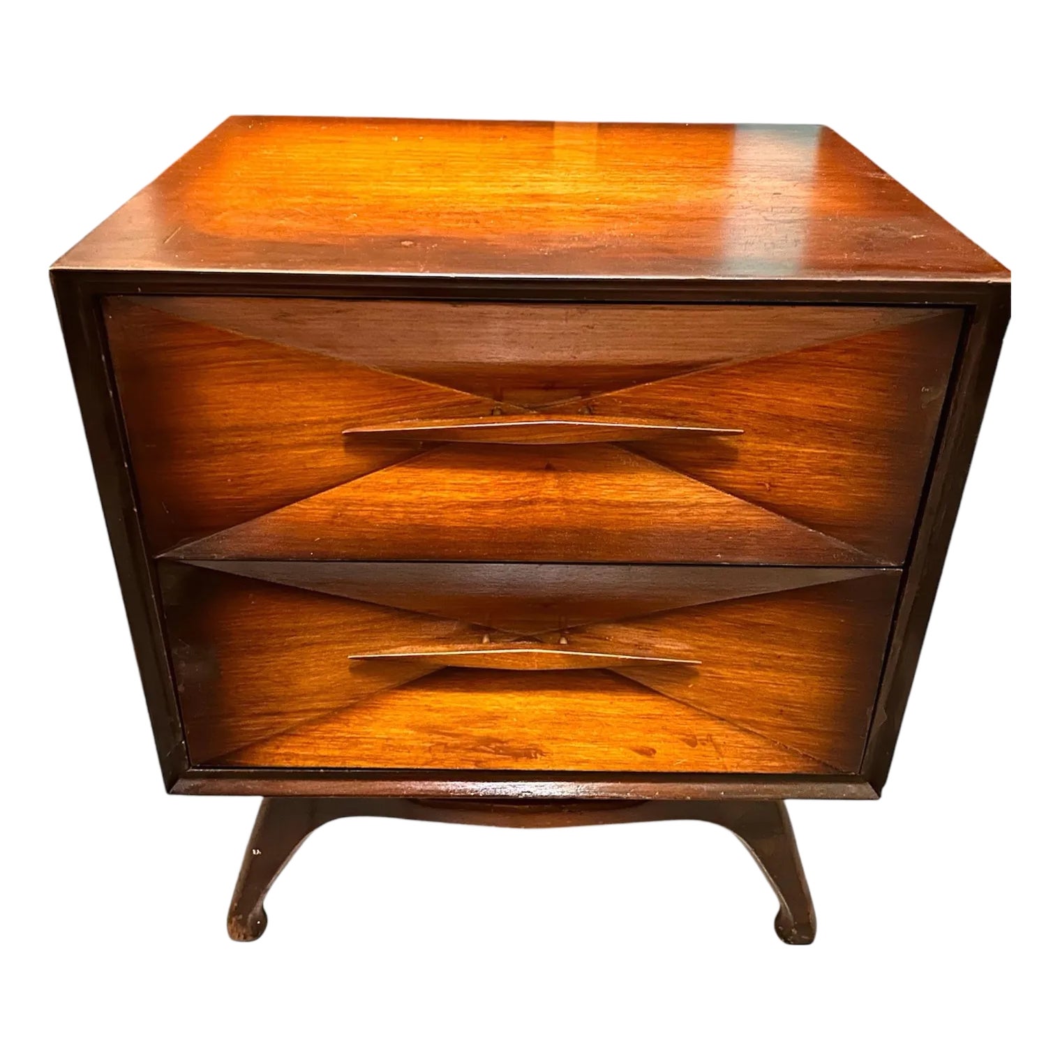 1960s Albert Parvin Mid Century Walnut Nightstand | Chairish