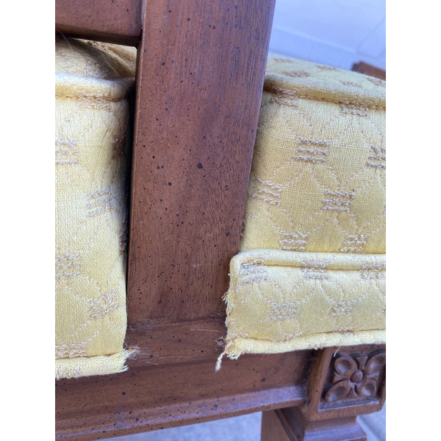 1950s Hibriten French Bergere Walnut Cane Yellow Upholstered Club ...