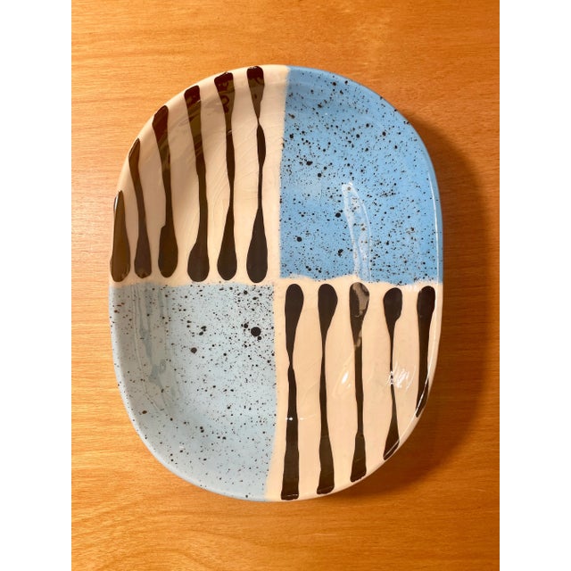Jack Charney Attributed Studio Pottery Blue and Black Splatter Glazed ...