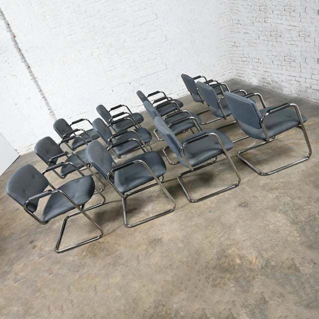 Late 20th Century Gray & Chrome Cantilever Chairs by United Chair Co ...