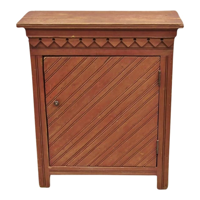 Antique French Country Red Distress Painted One Door Wooden Cupboard ...