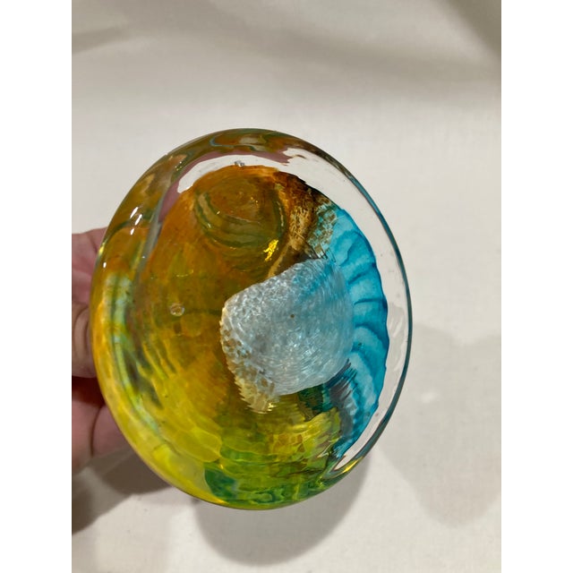 1980s Abstract Hand Blown Glass Paperweight Decor | Chairish